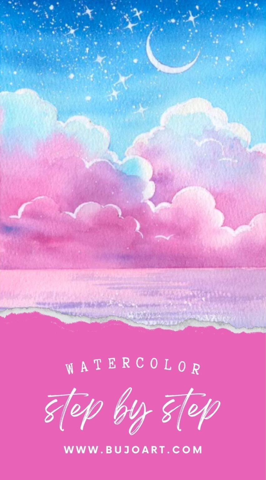 A Step-by-Step Tutorial for Creating a watercolor dreamy sky – BUJO ART