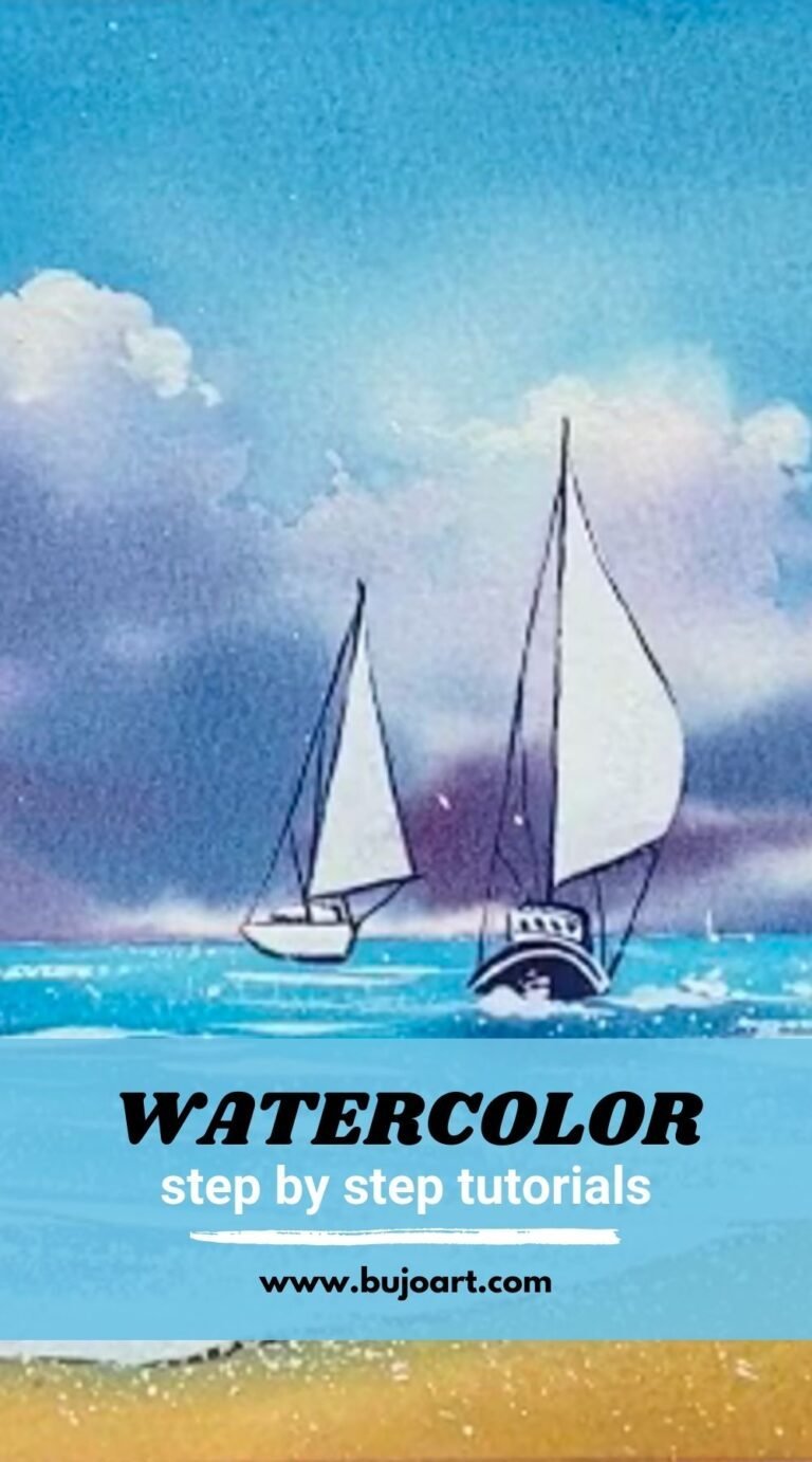 A step-by-step tutorial for creating an blue ocean scene – BUJO ART