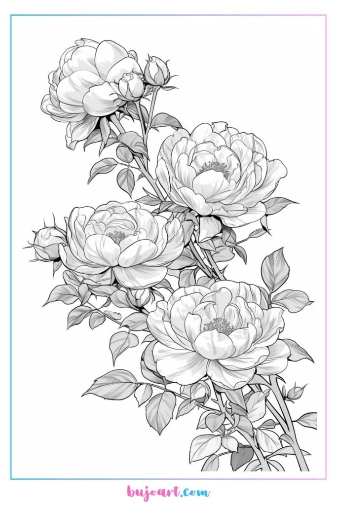rose bush coloring page rose coloring pages printable – BUJO ART