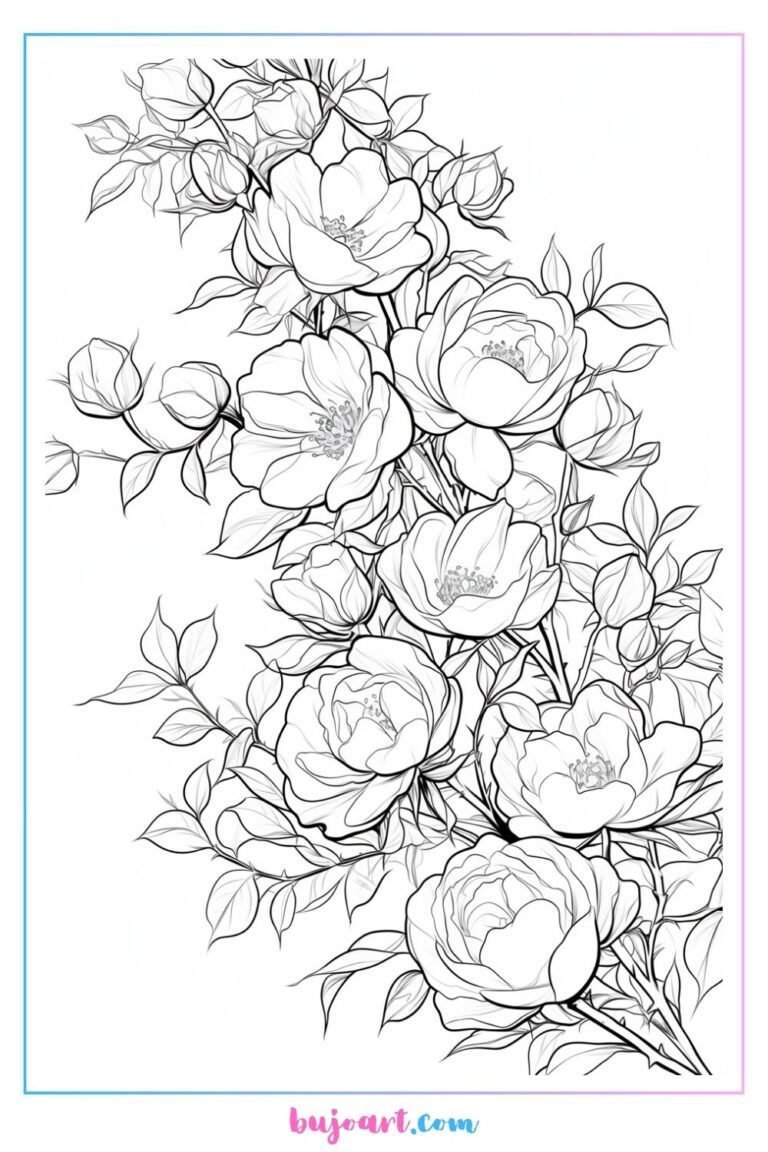 rose bush coloring page rose coloring pages printable – BUJO ART