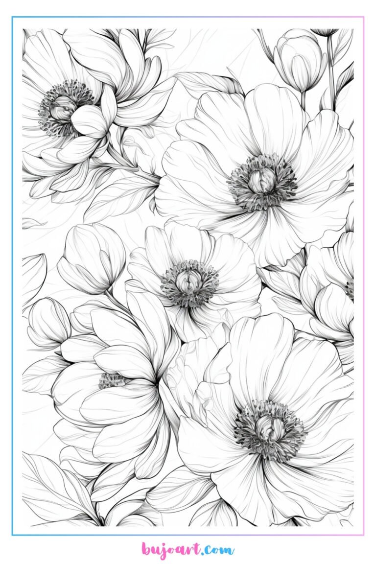 beautiful flower coloring pages – BUJO ART