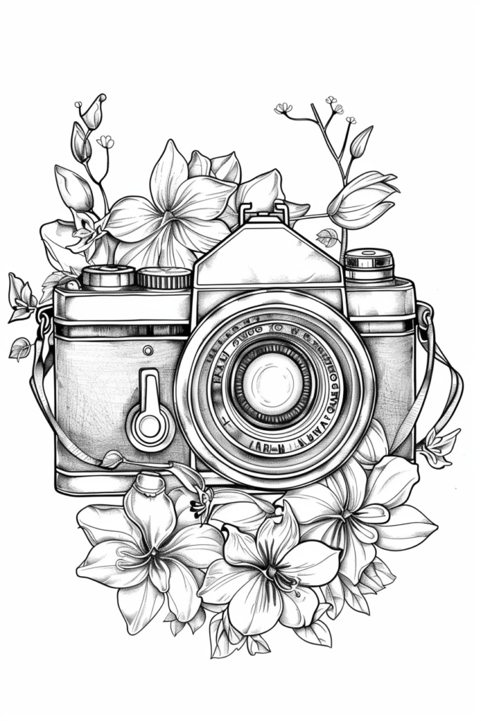 camera coloring page free printables – BUJO ART
