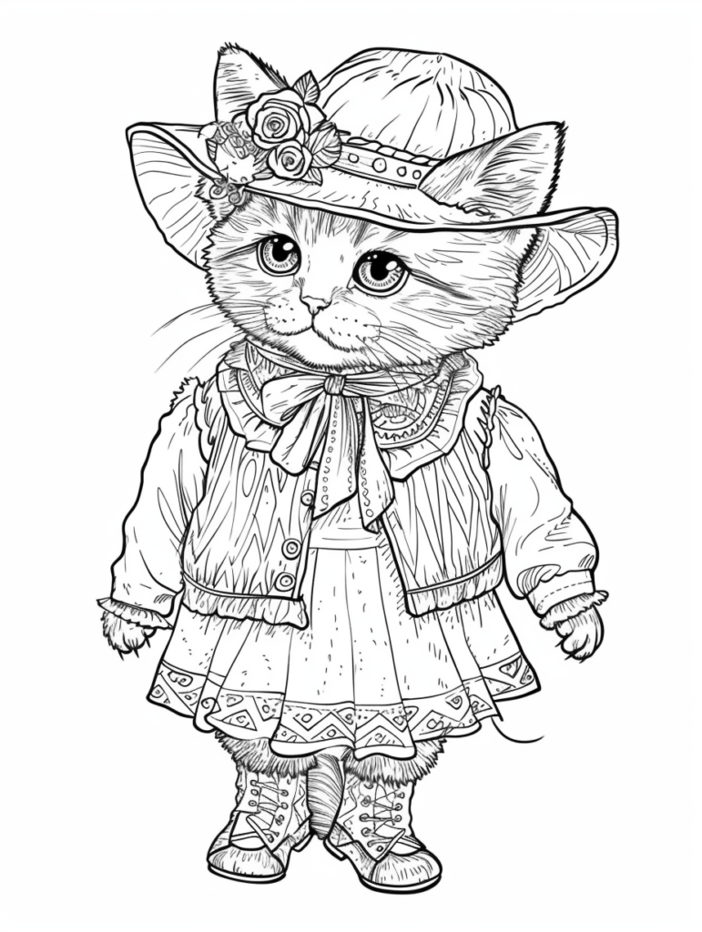 cat and hat coloring pages free printables cat adult coloring pages ...